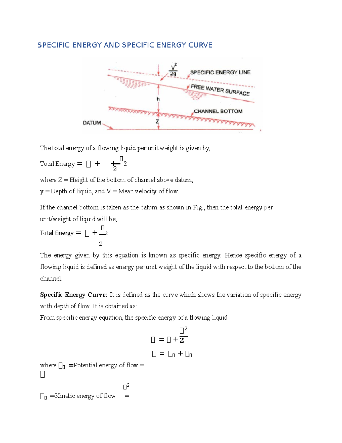 Mod 5 specfic energy curve - SPECIFIC ENERGY AND SPECIFIC ENERGY CURVE ...