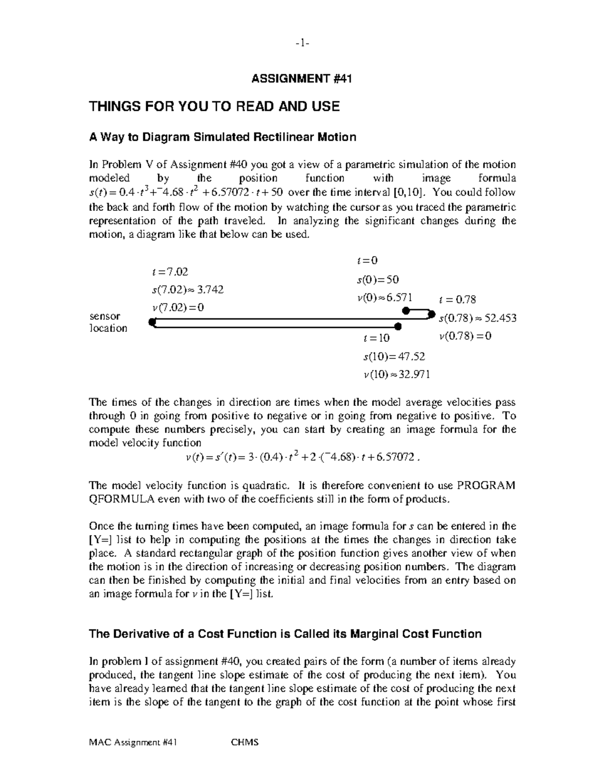 Math Analysis Assignments 41-58 - ASSIGNMENT THINGS FOR YOU TO READ AND USE A Way to Diagram ...