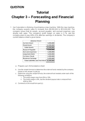 Chapter 1 - Tutorial - 1 EIB10603 FINANCE 1 TUTORIAL CHAPTER 1 Introduction to Financial ...