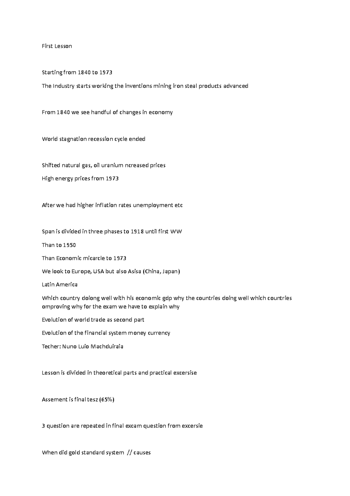 World Economy frist lesson - First Lesson Starting from 1840 to 1973The ...