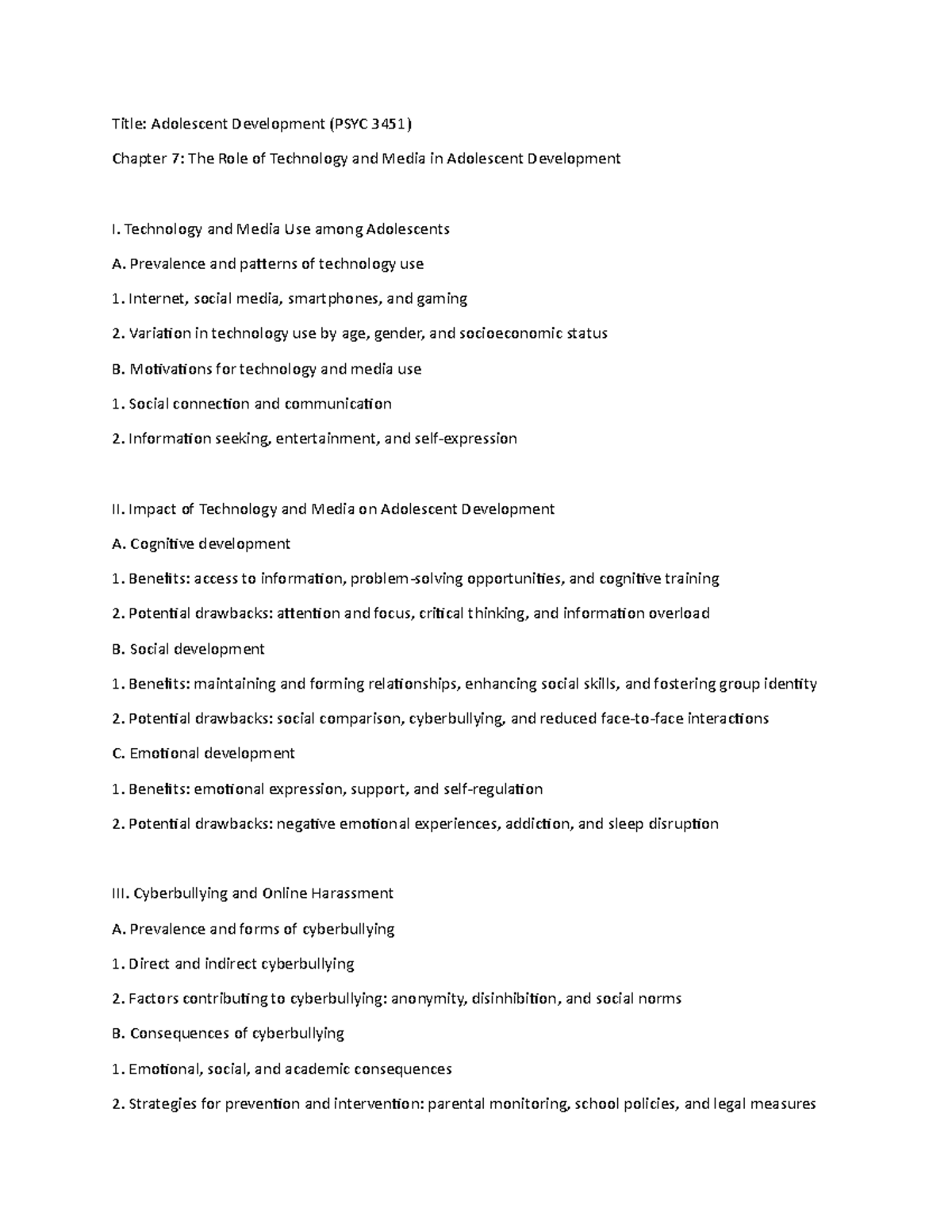 Adolescent Development (PSYC 3451) 7 - Title: Adolescent Development (PSYC 3451) Chapter 7: The ...