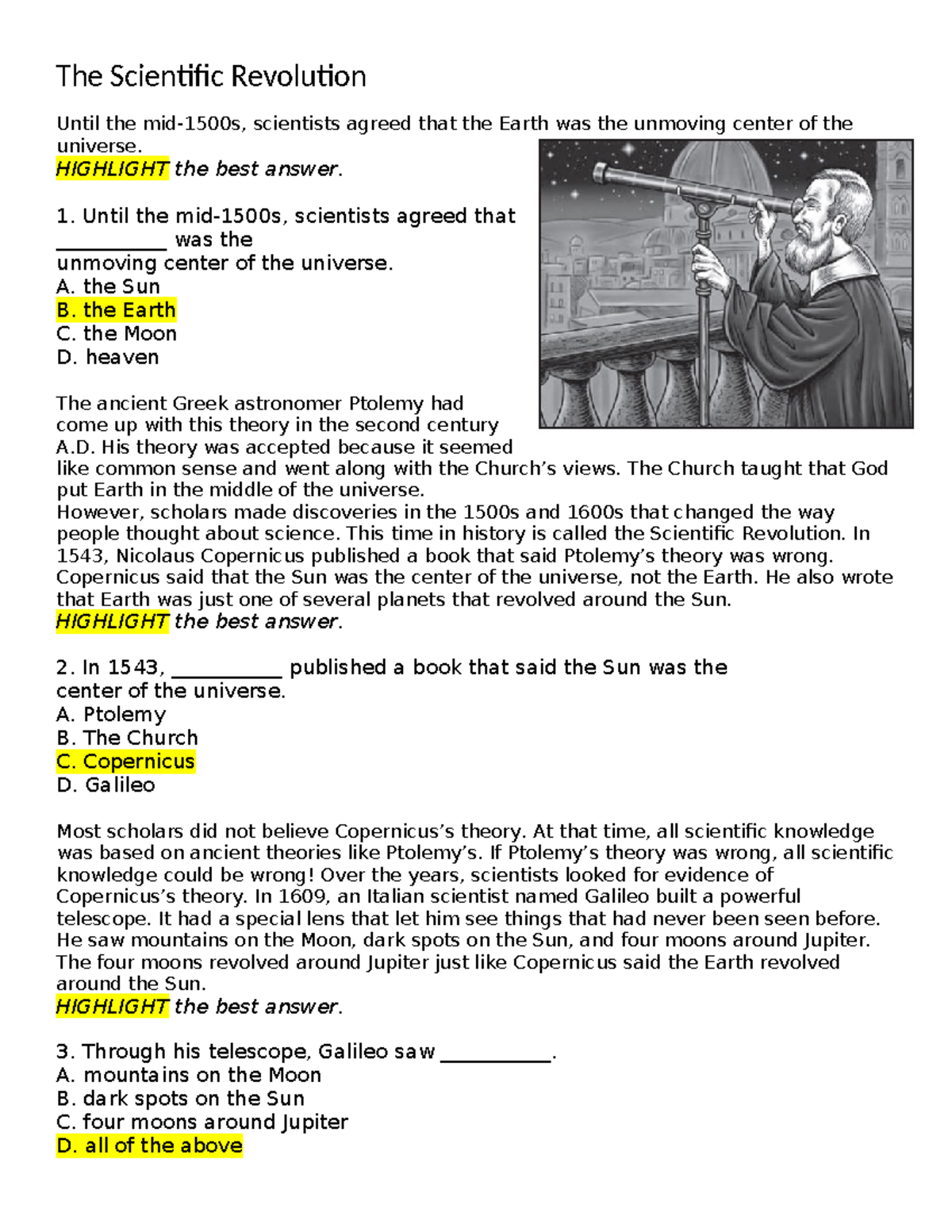 The Scientific Revolution TURN IN - The Scientific Revolution Until the ...