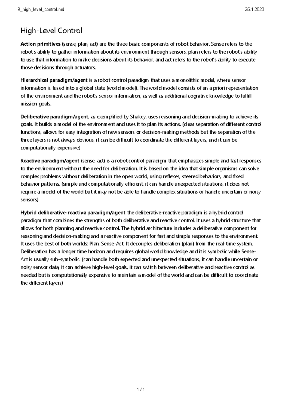 Robotics: High Level Control - 9_high_level_control 25. 1 / 1 High ...