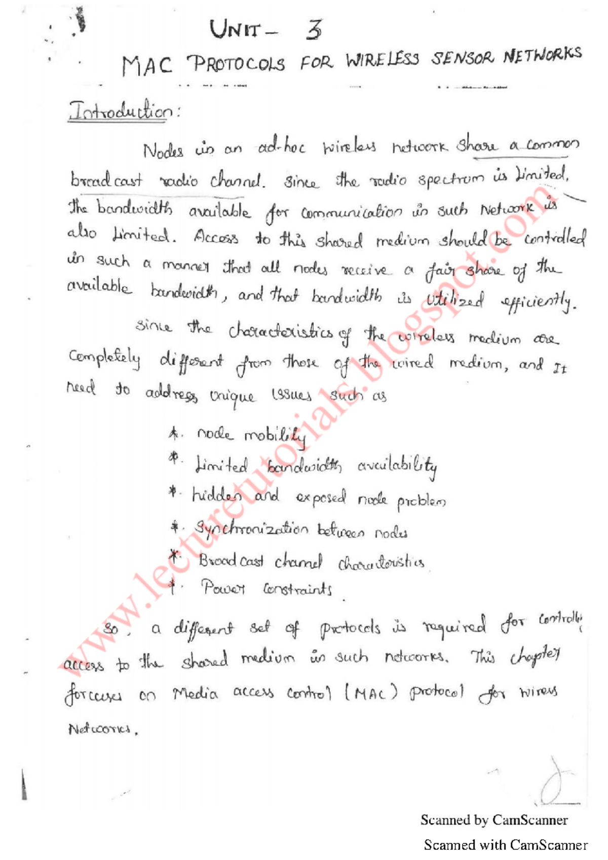 UNIT-3 - wsn - B.tech - Studocu