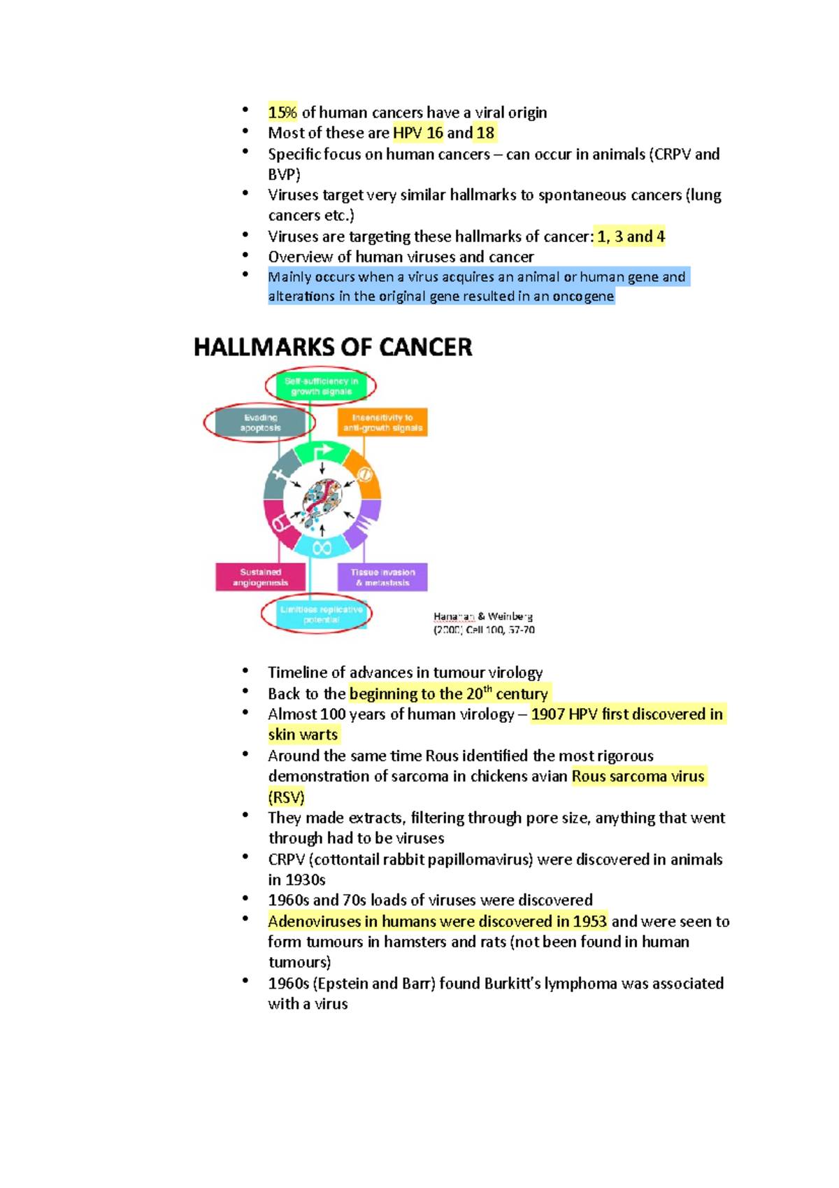 L4 - Viral Oncology - Lecture notes 4 - 15% of human cancers have a ...