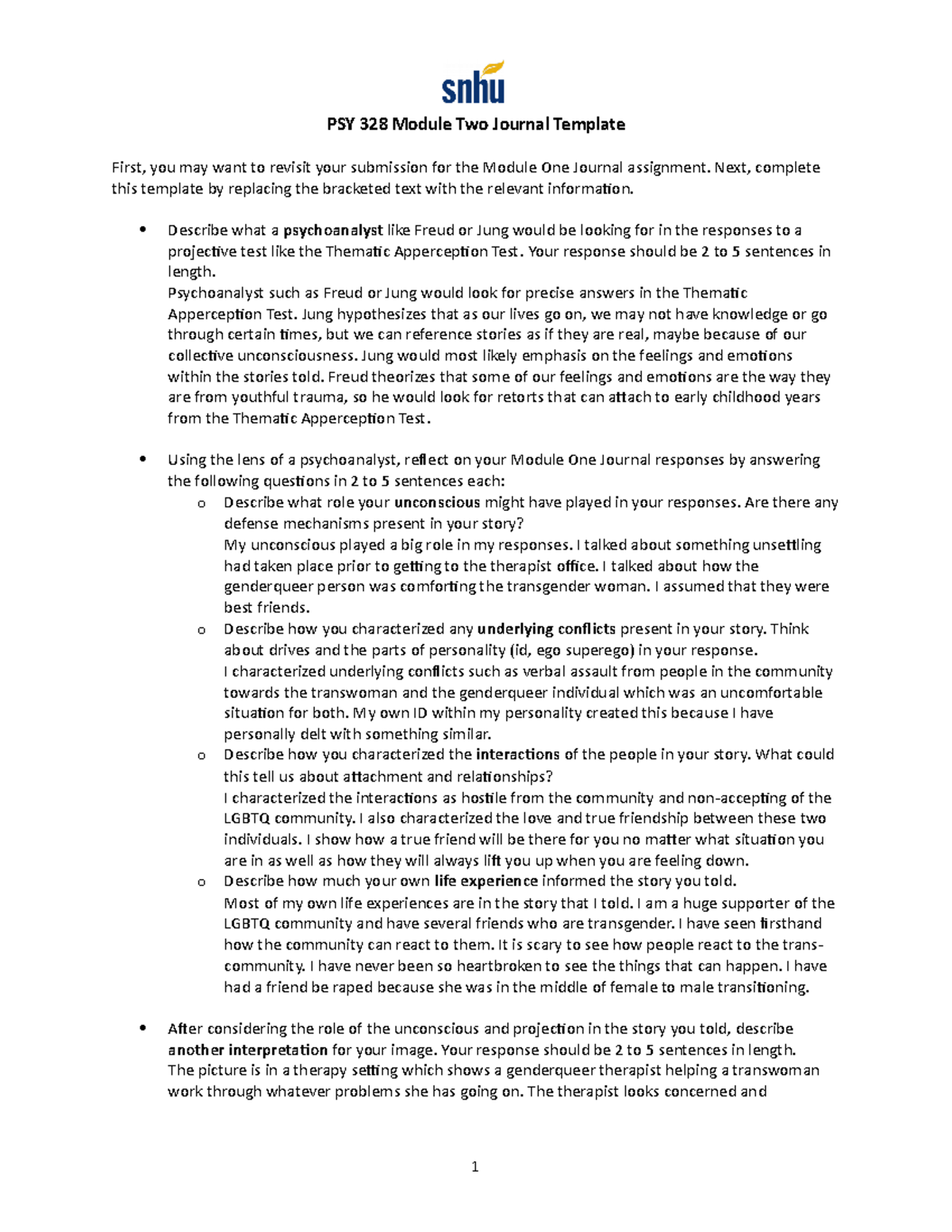 PSY 328 Module Two Journal Template - PSY 328 Module Two Journal ...