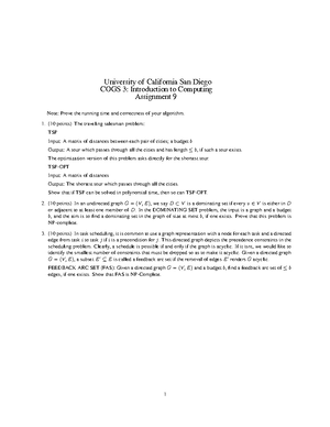 COGS3 Assignment 5 - Assignment 1 Due Date: At my office on January 22. (10 points) Consider a ...