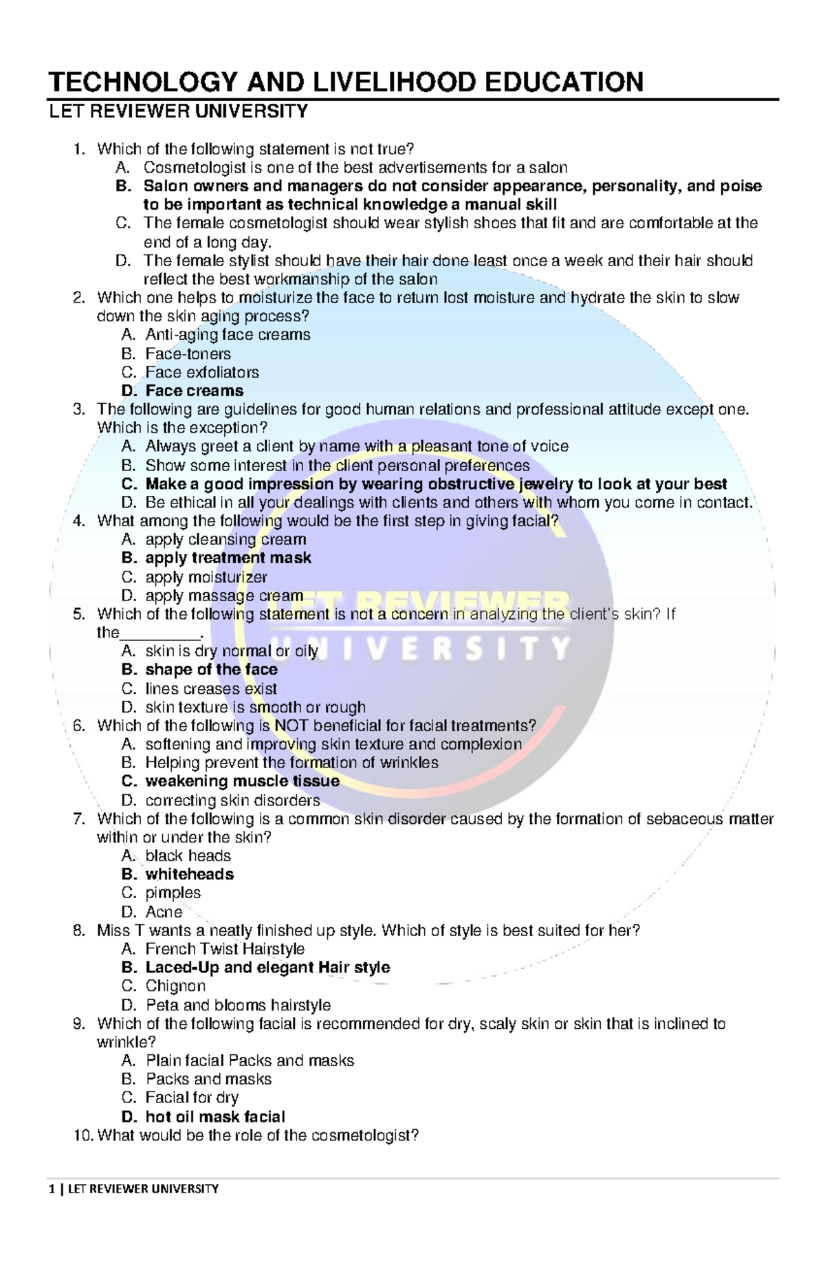 TLE- Reviewer-B - derek - TECHNOLOGY AND LIVELIHOOD EDUCATION LET ...