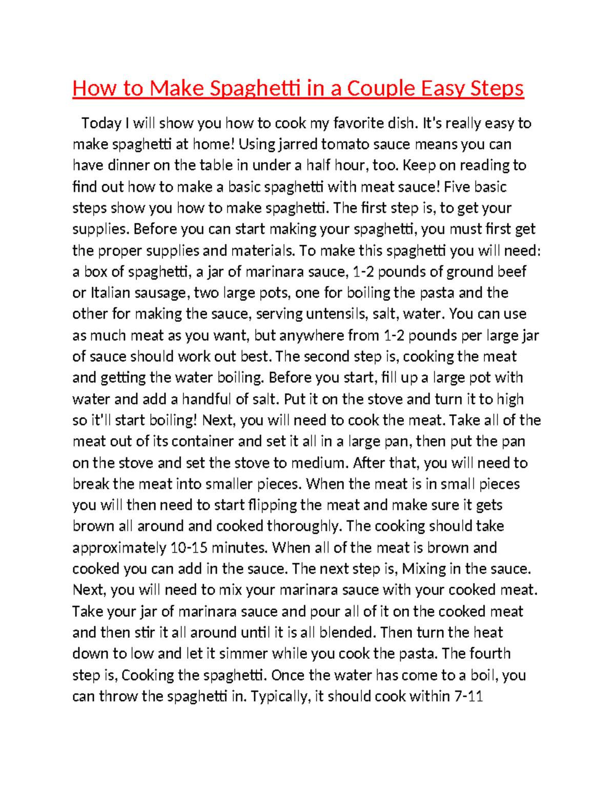 How to Make Spaghetti in a Couple Easy Steps - It’s really easy to make ...