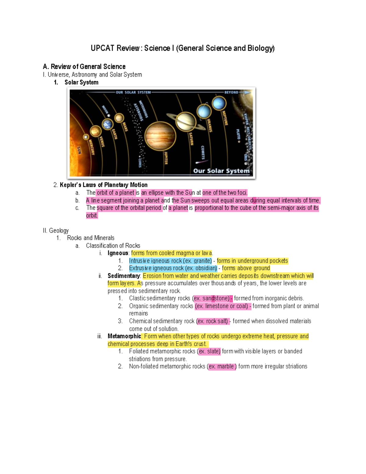 Gen Sci, Bio Review - Science I Module - UPCAT Review: Science I ...