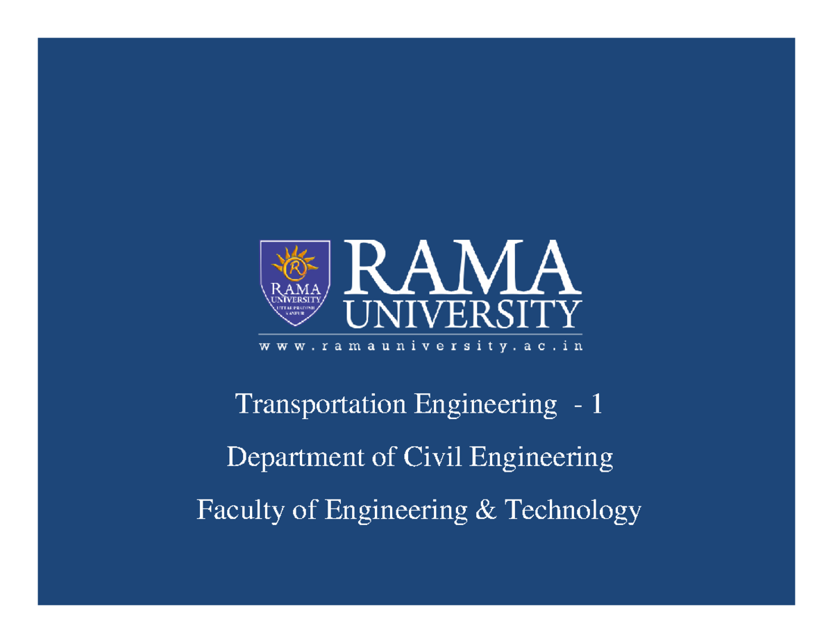 Lecture-2 - Highway Engineering notes - Transportation Engineering - 1 ...