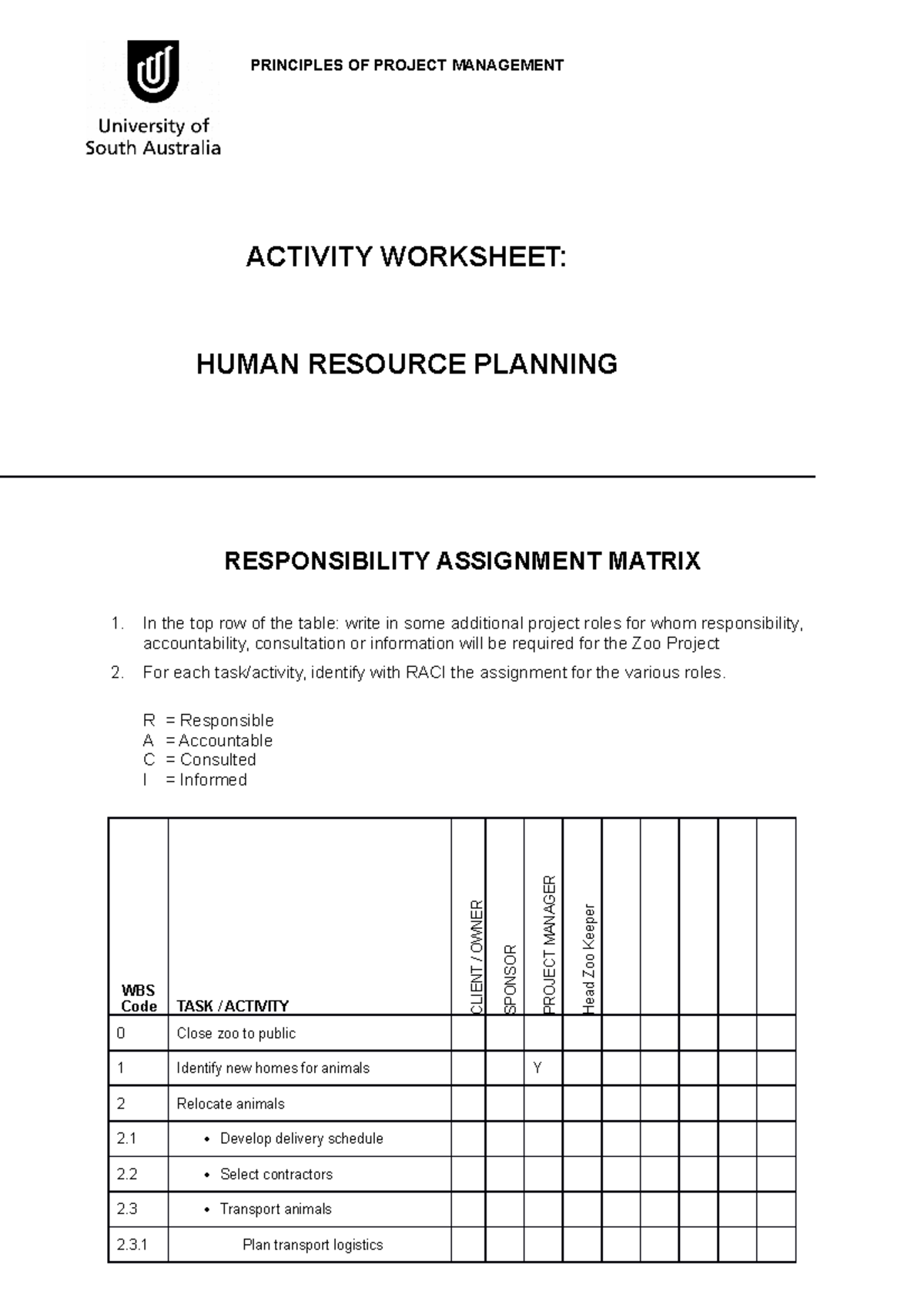 Week 06 Responsibility Matrix lecture - PRINCIPLES OF PROJECT ...