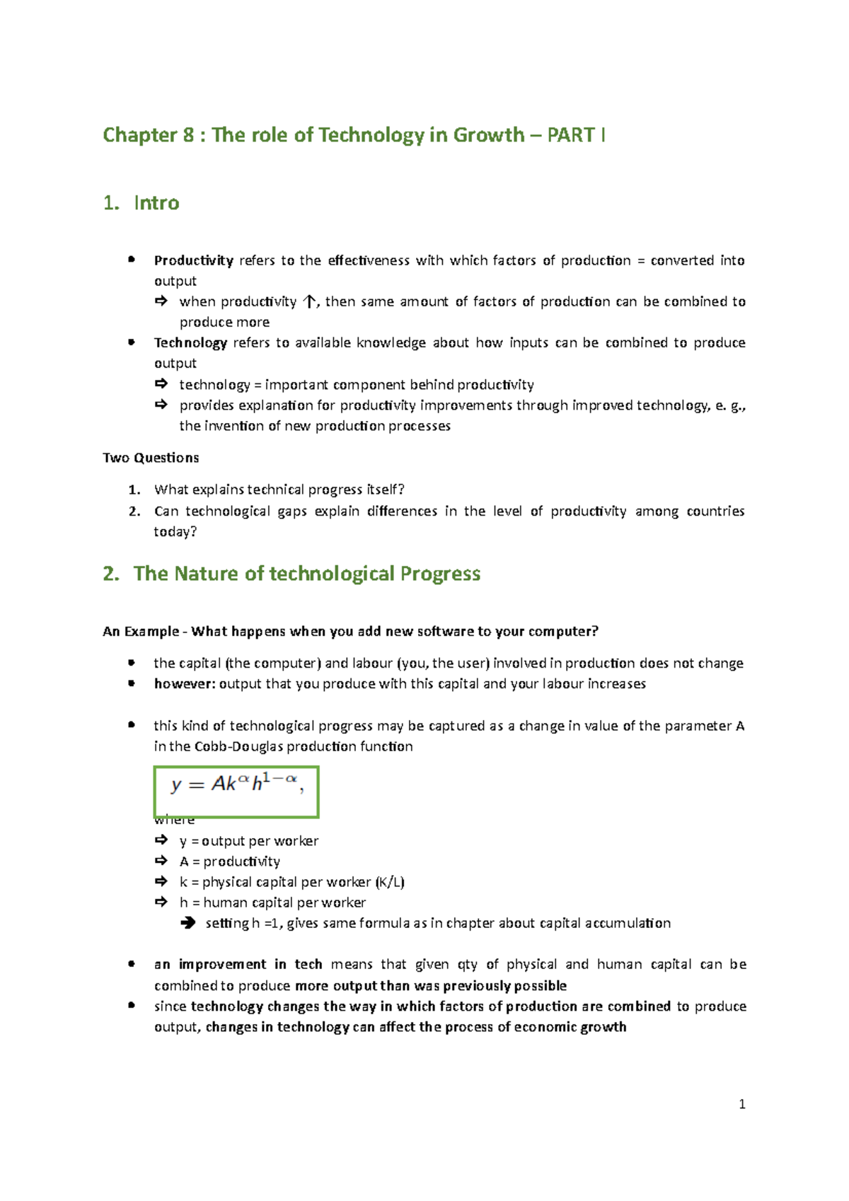 Chapter 8: The Role of Technology in Growth - Part I - Chapter 8 : The ...