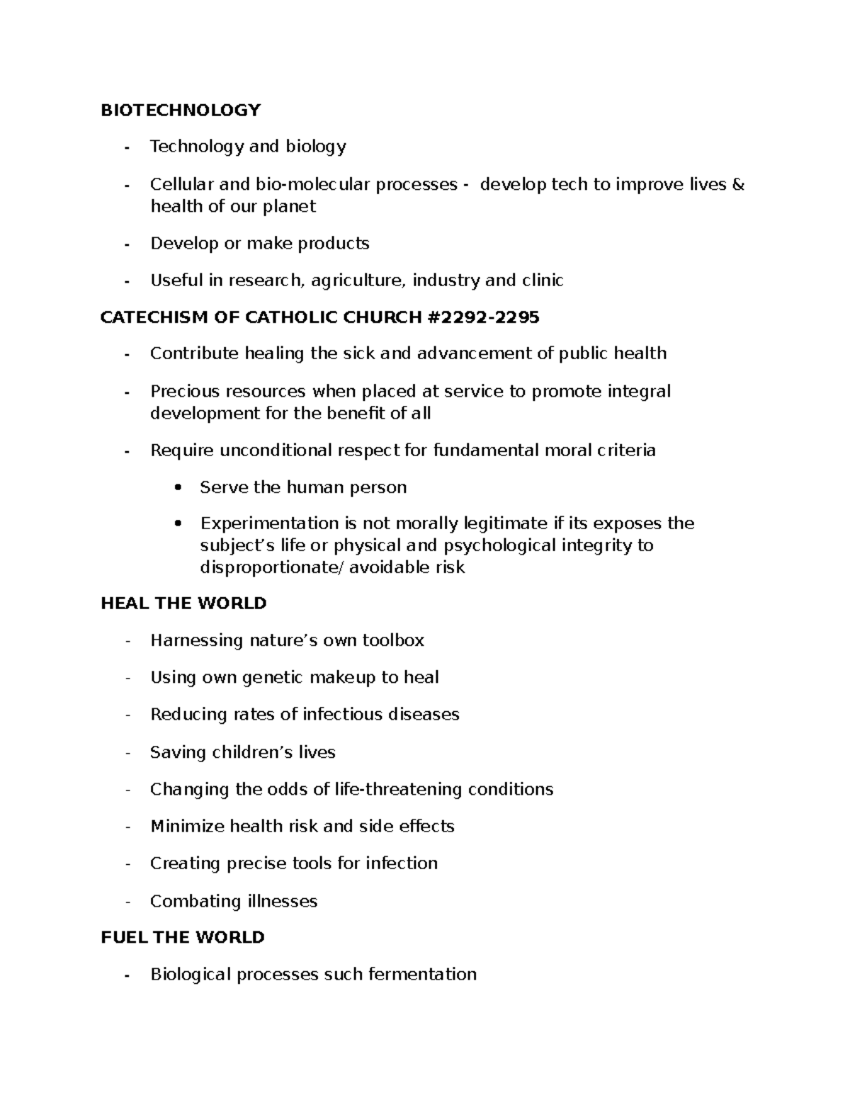 Theology - BIOTECHNOLOGY Technology and biology Cellular and bio ...