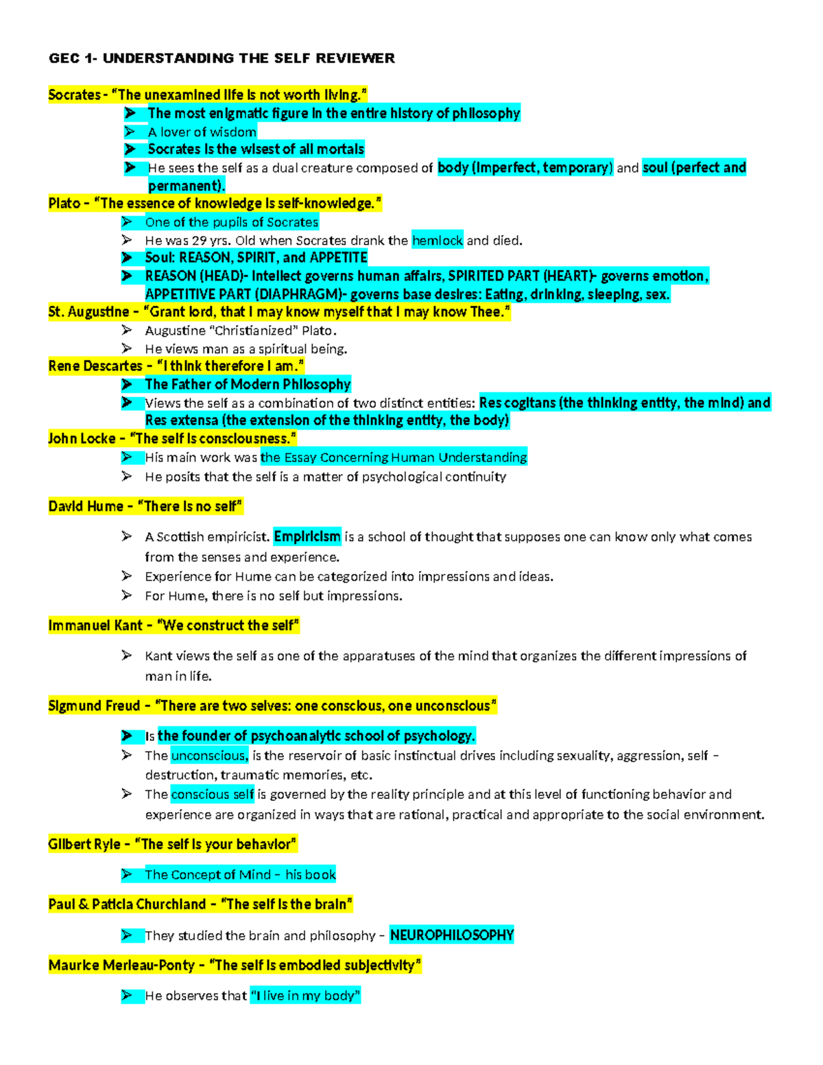 GEC 1- Understanding THE SELF Reviewer - GEC 1- UNDERSTANDING THE SELF ...