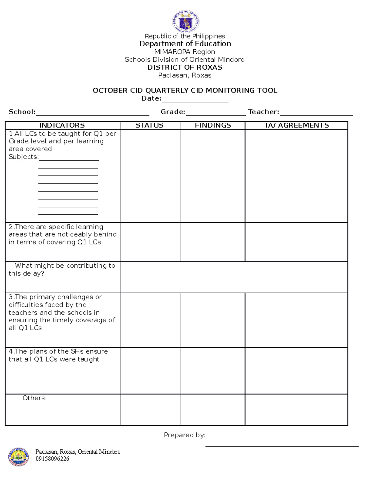 OCT CID monitoring tool - Republic of the Philippines Department of ...