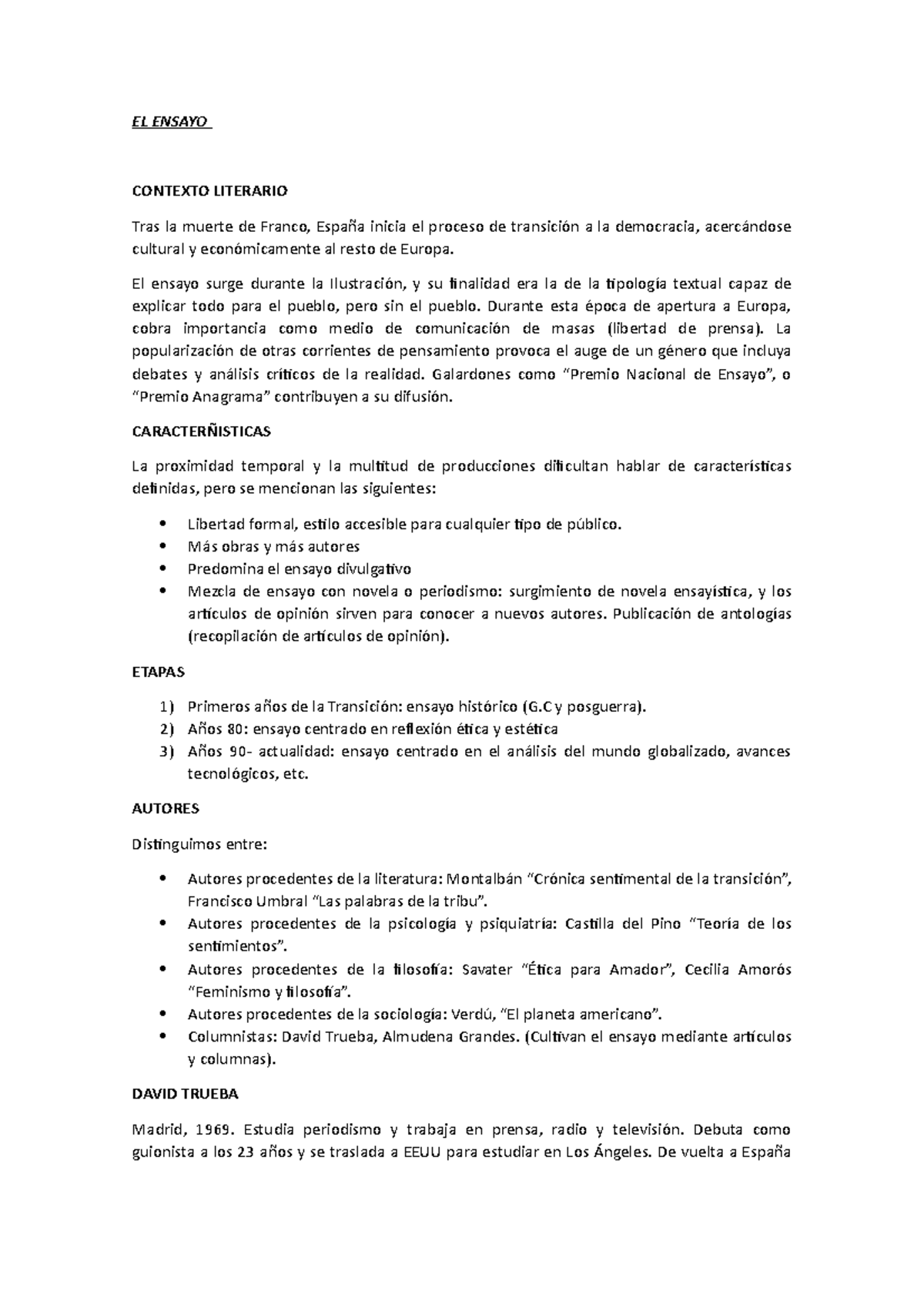 EL Ensayo 2 bach - apuntes literatura - EL ENSAYO CONTEXTO LITERARIO ...