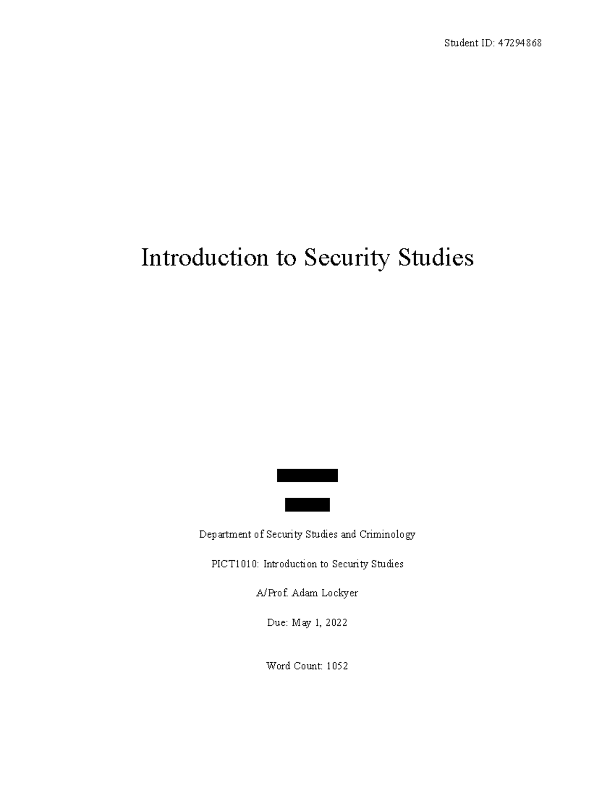 Introduction to Security Studies - Review Essay - Introduction to ...