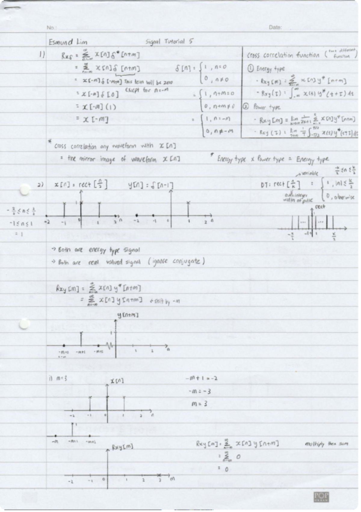 Signals Tutorial 5 Solution - IE2110 - Studocu