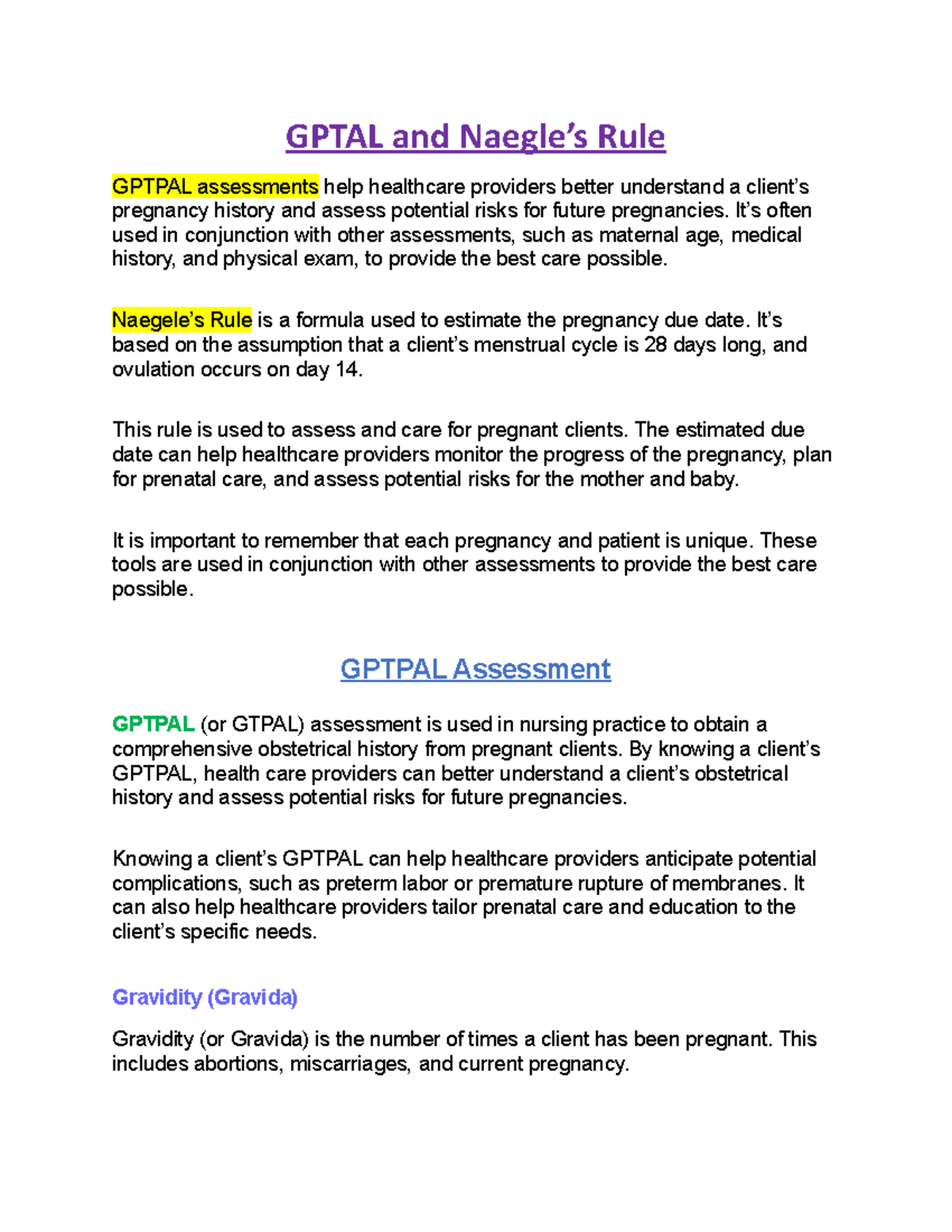 Gptal and Naegle's Rule Lecture - GPTAL and Naegle’s Rule GPTPAL ...
