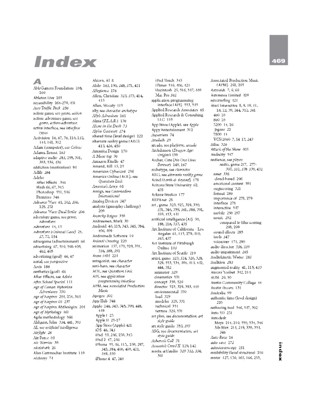 Game development essentials 3rd Editon Index Section - Index 469 Alcorn ...
