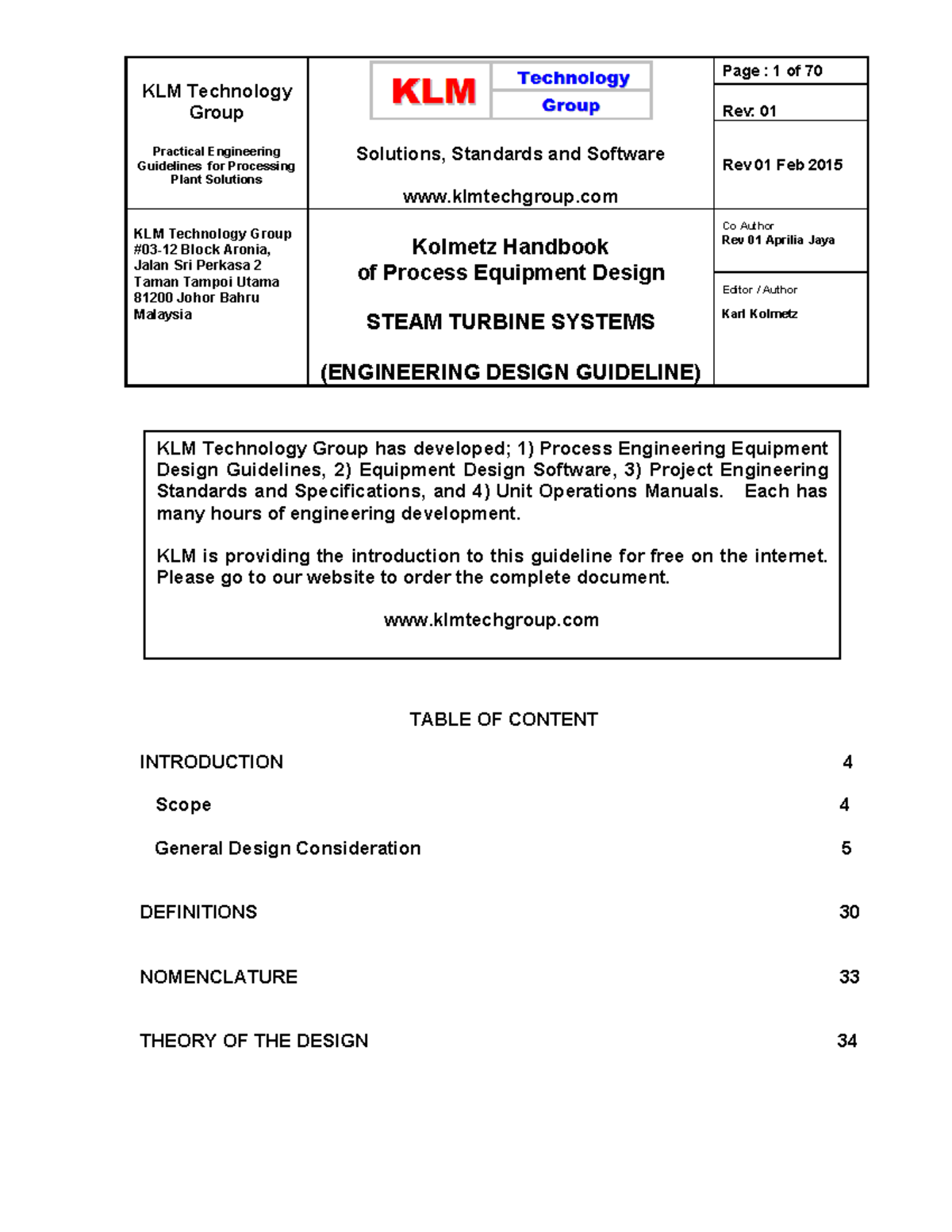Engineering Design Guidelines steam turbine systems rev web - KLM ...