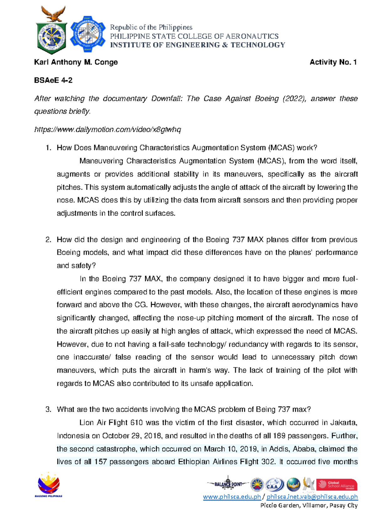 Downfall: The Case Against Boeing (2022) - PHILIPPINE STATE COLLEGE OF ...