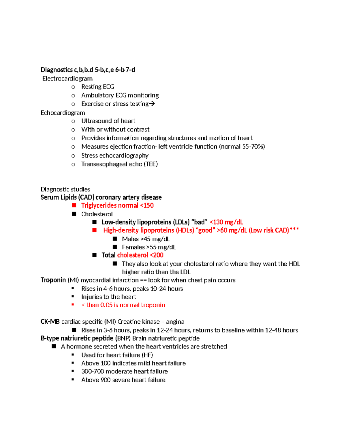 Cardiovasular - notes - Diagnostics c,b,b 5-b,c,e 6-b 7-d ...