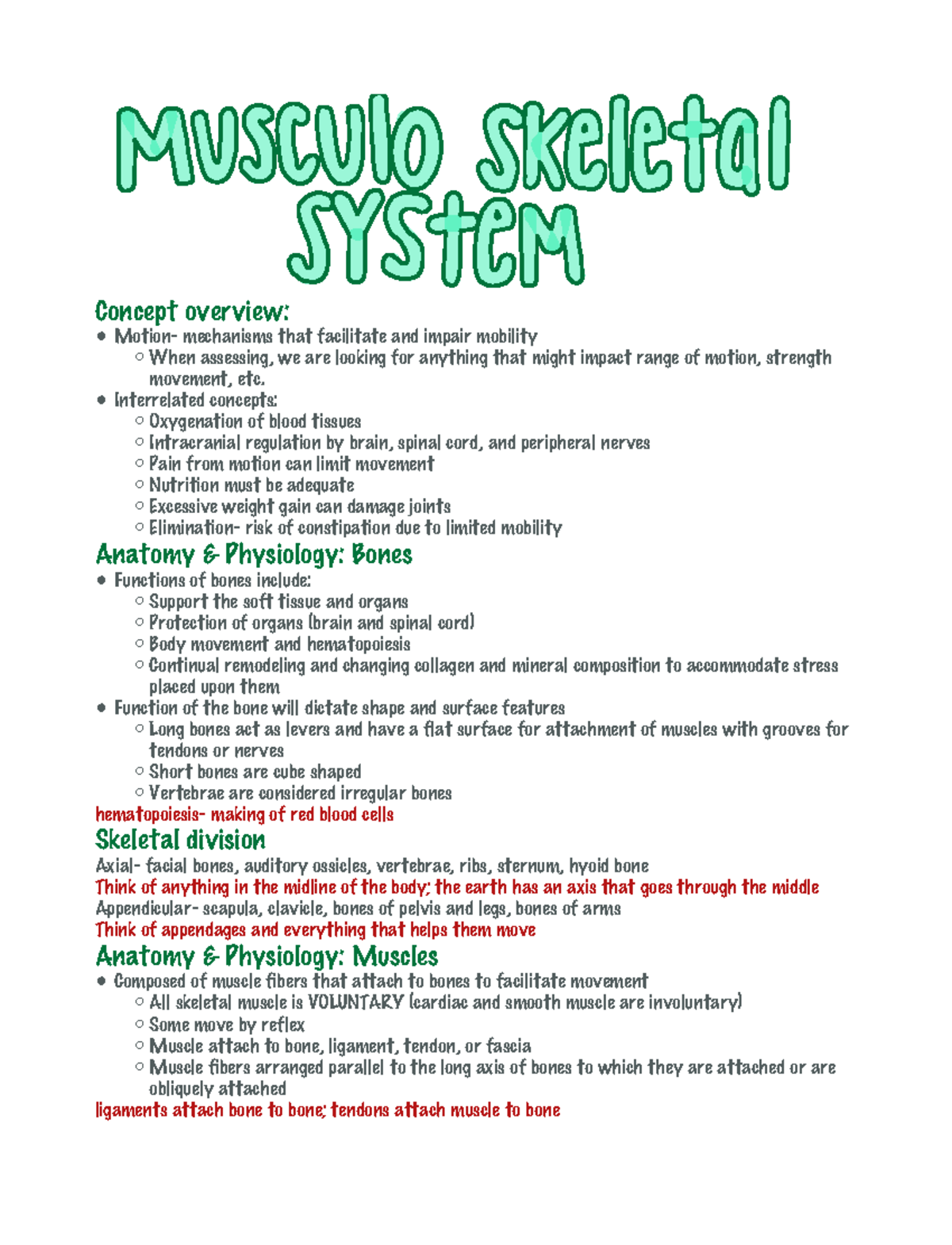 Musculoskeletal System - Concept overview: Motion- mechanisms that ...