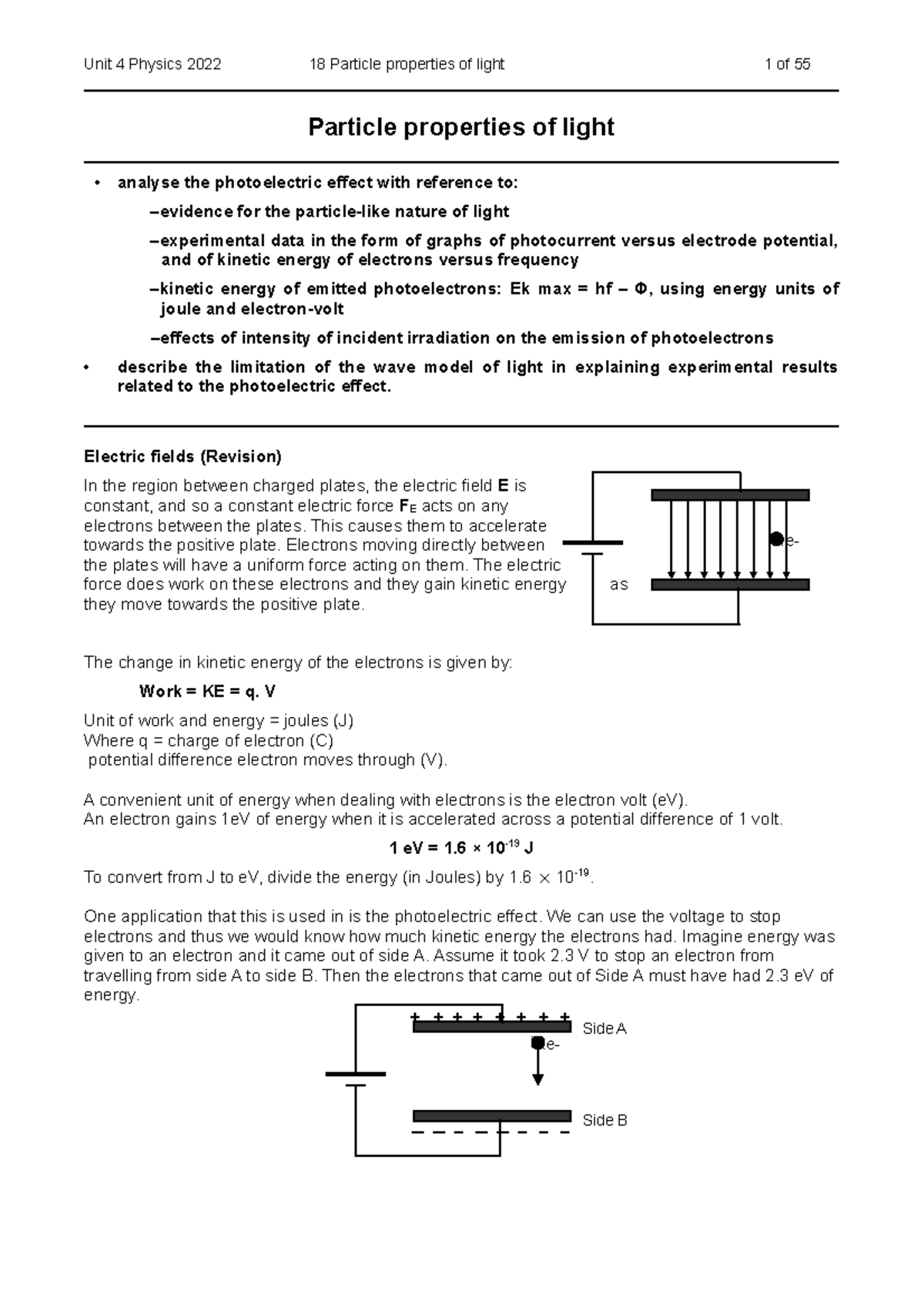 18 Particle properties of light notes 2022 - e- Particle properties of ...