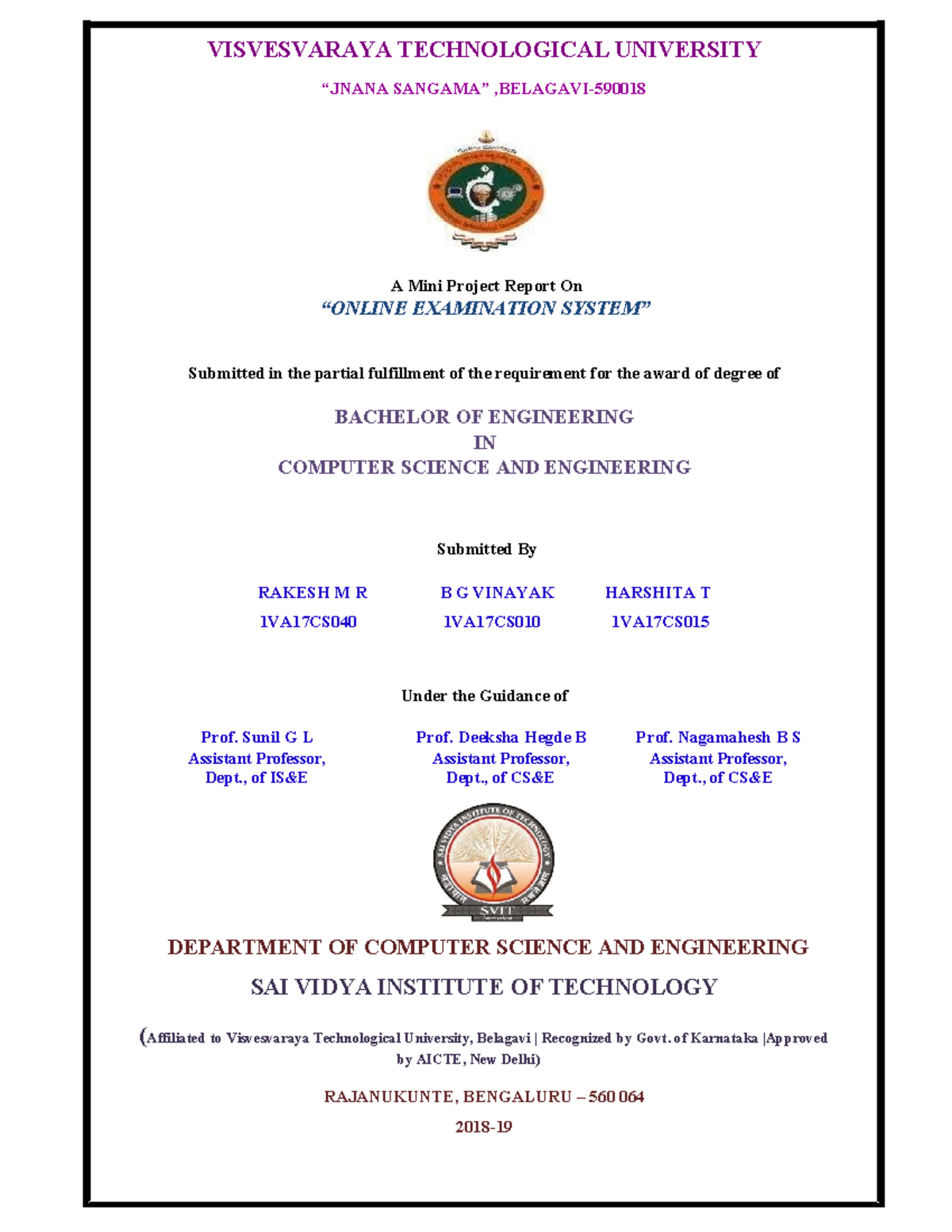 Report - Sample - I don't know simply I posted - VISVESVARAYA ...