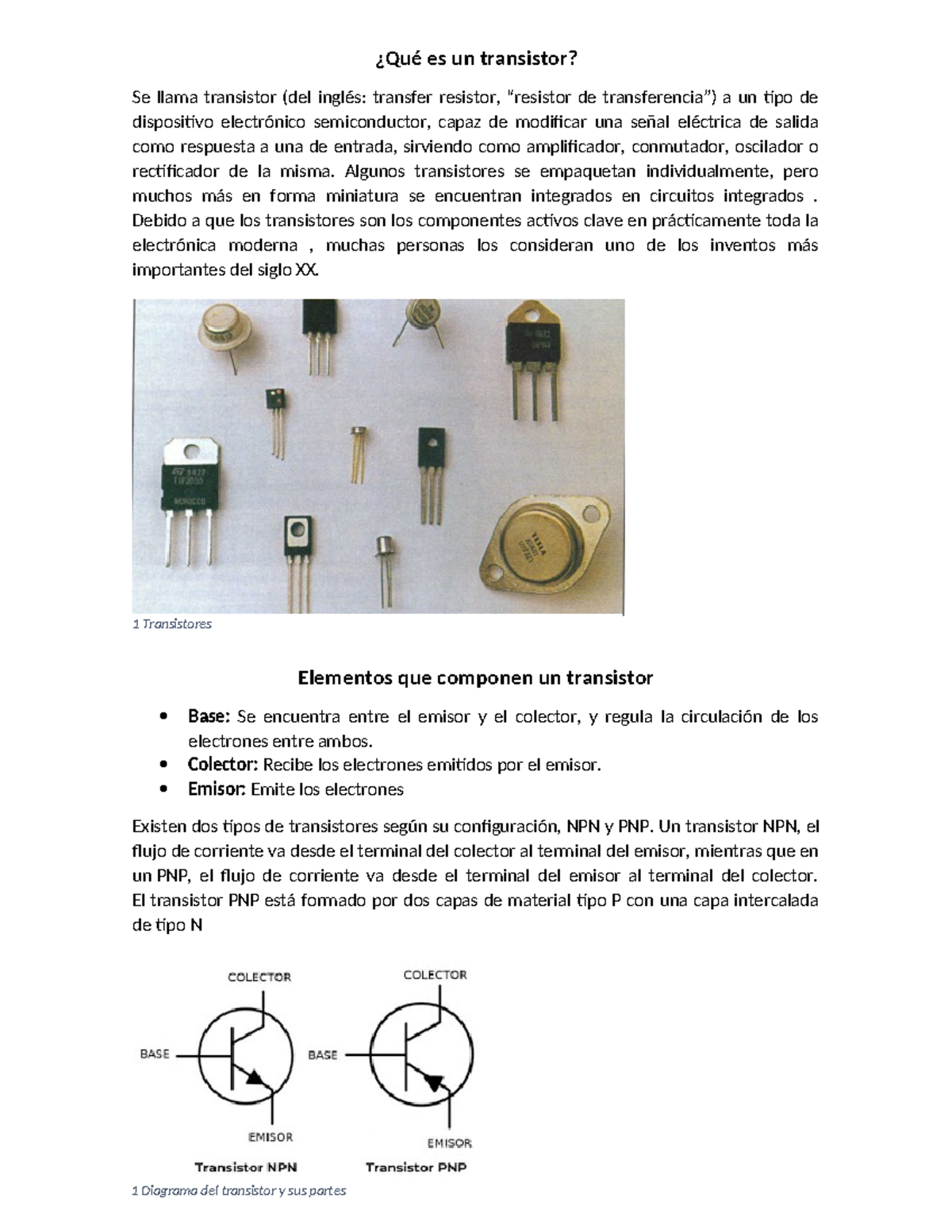 Qué es un transistor - 1 Transistores ¿Qué es un transistor? Se llama ...