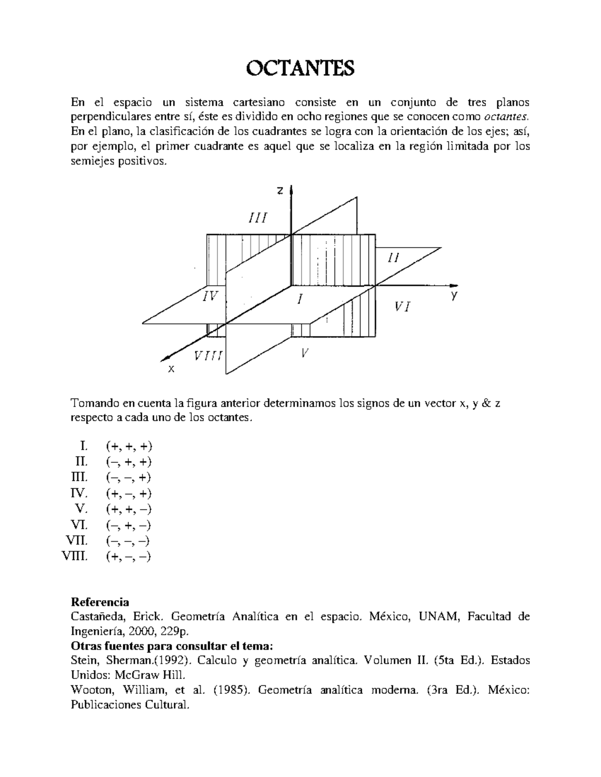 Octantes - Lectura - OCTANTES En el espacio un sistema cartesiano ...