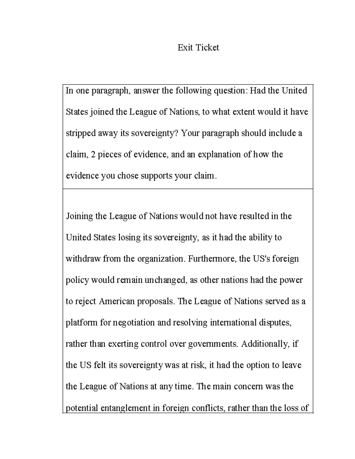 Copy of Exit Ticket - Stuff - Exit Ticket In one paragraph, answer the ...
