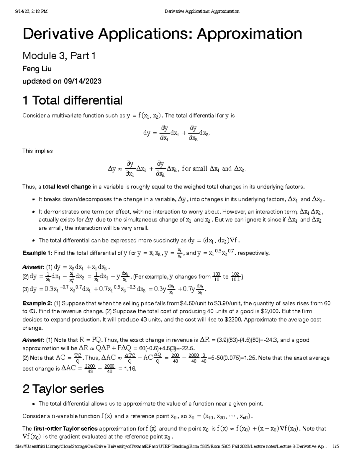 Lecture 3 Derivative Applications 1 - Derivative Applications ...