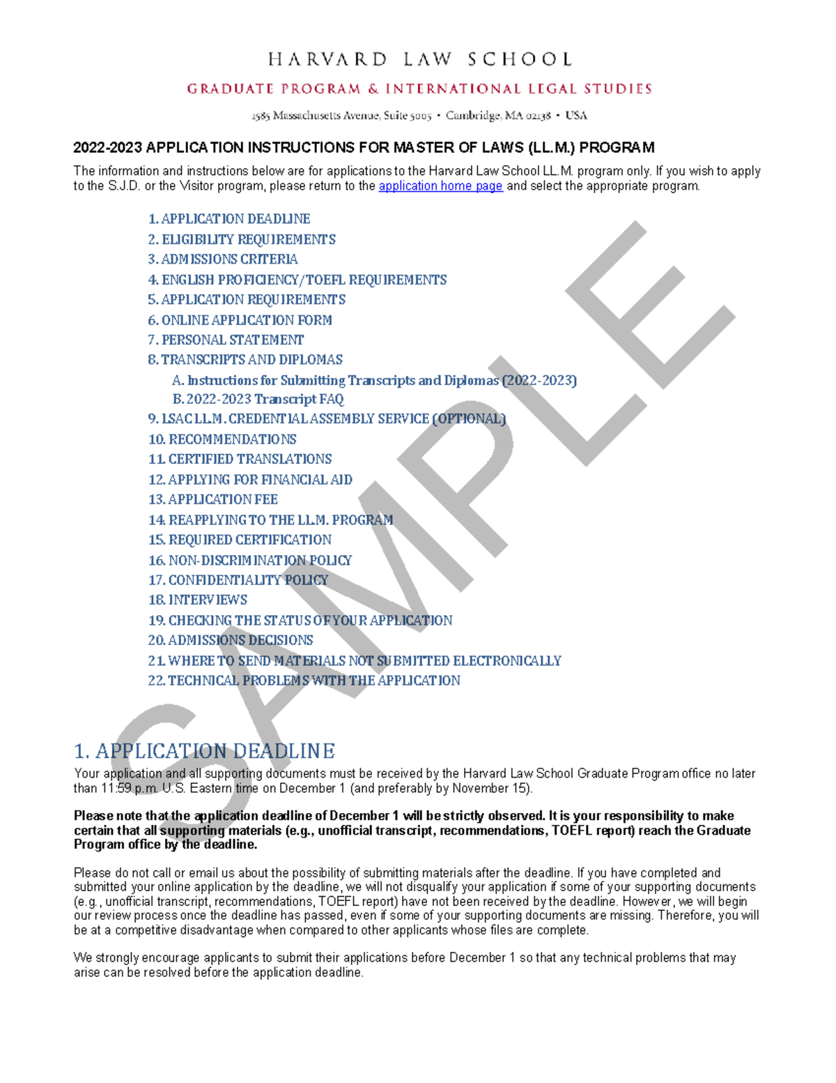 Havard LLM Application Document - 202 2- 2023 APPLICATION INSTRUCTIONS ...
