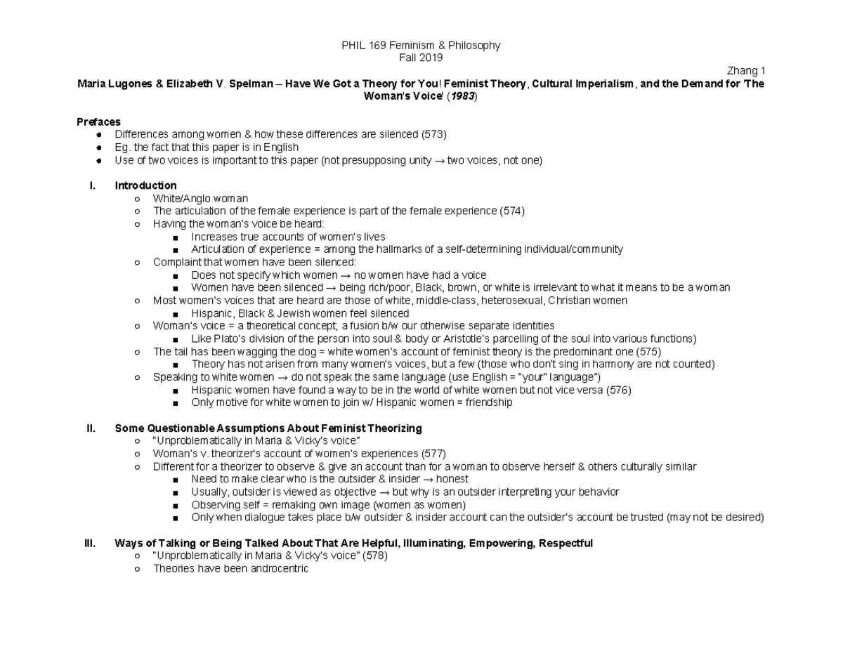 10. Maria Lugones & Elizabeth V. Spelman – Have We Got a Theory for You ...