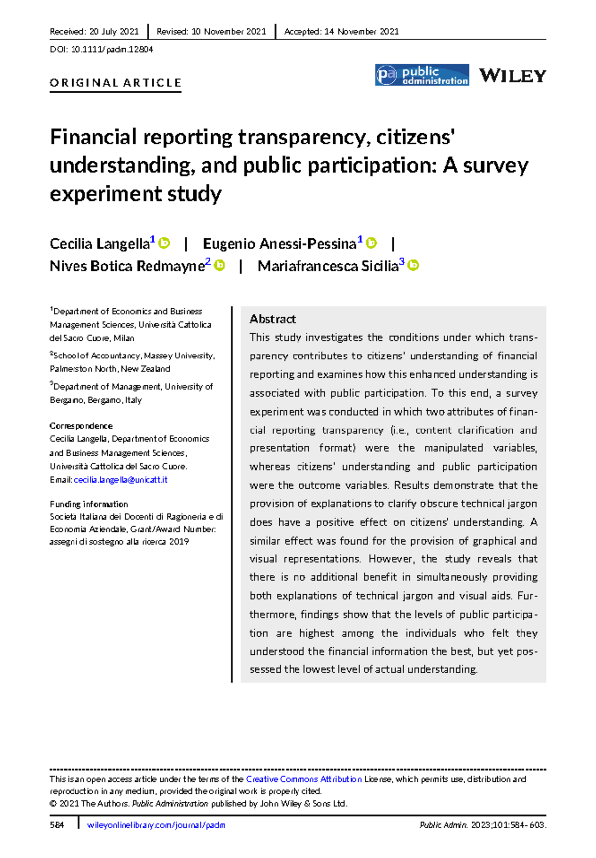 Financial reporting transparency citizens underst - O R I G I N A L A R ...