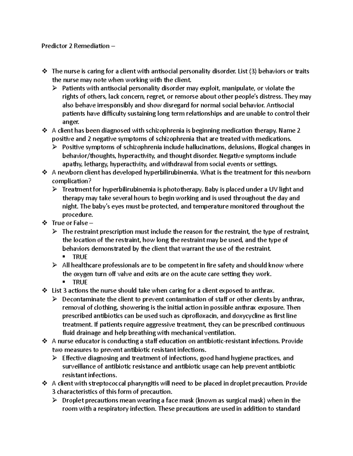 Predictor 2 Remediation - NURS 204 - Studocu
