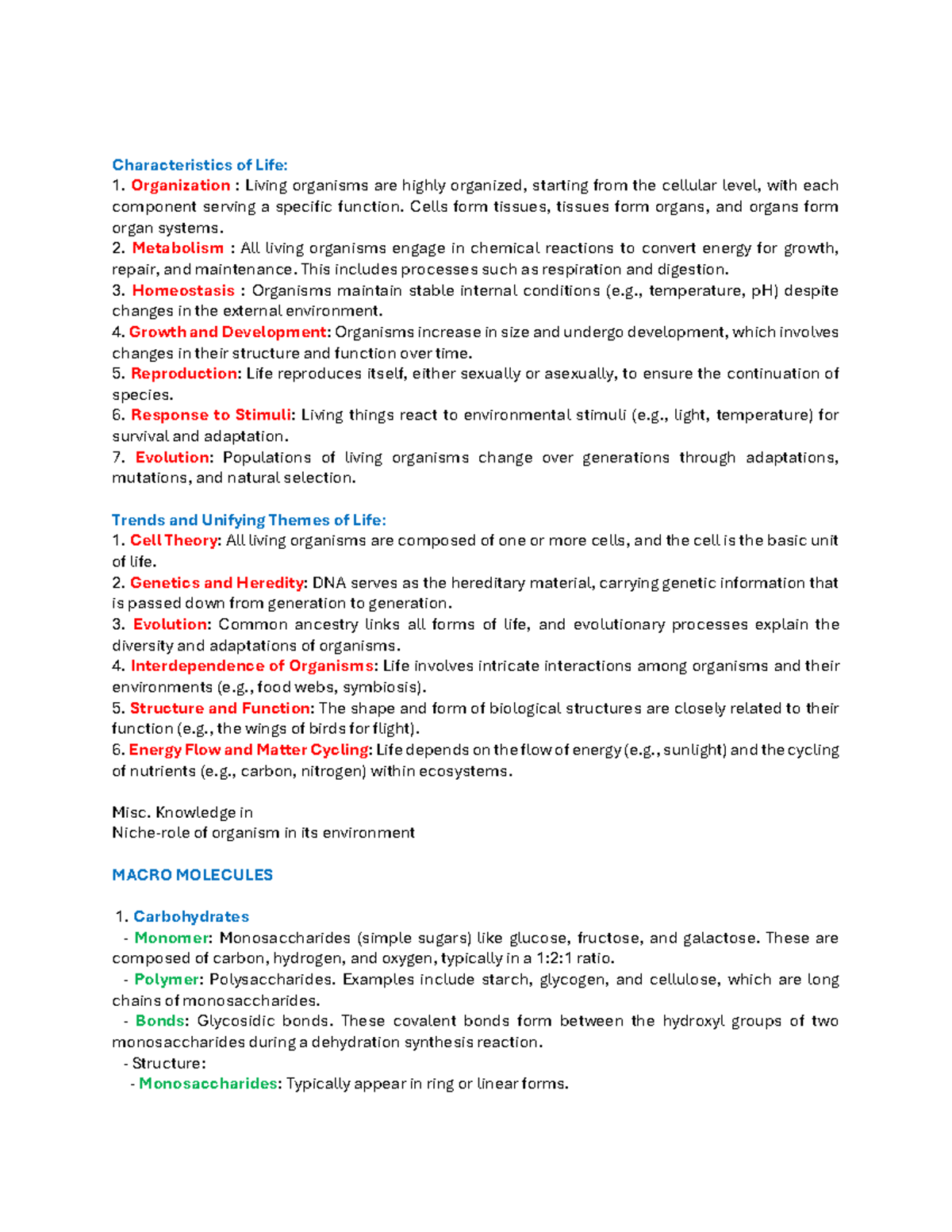 Zoology reviewers - Characteristics of Life: Organization : Living ...