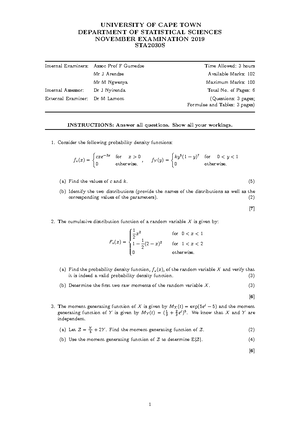 STA2030S - Theory of Statistics - Studocu