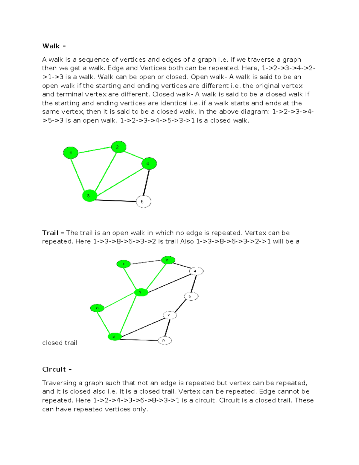 Discrete Math - ... - Walk – A walk is a sequence of vertices and edges of a graph i. if we ...