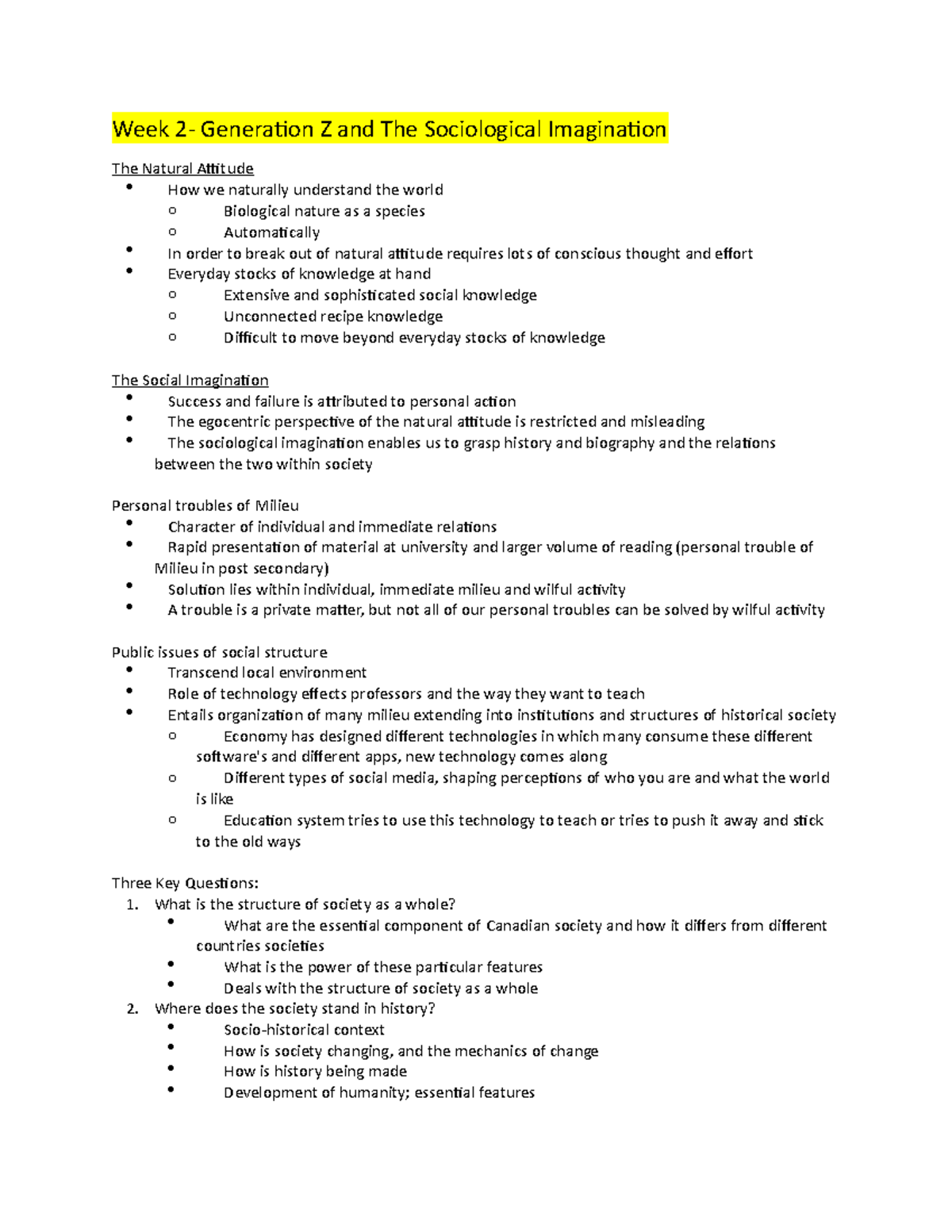Socy week 2 - week 2 socy notes - Week 2- Generation Z and The ...