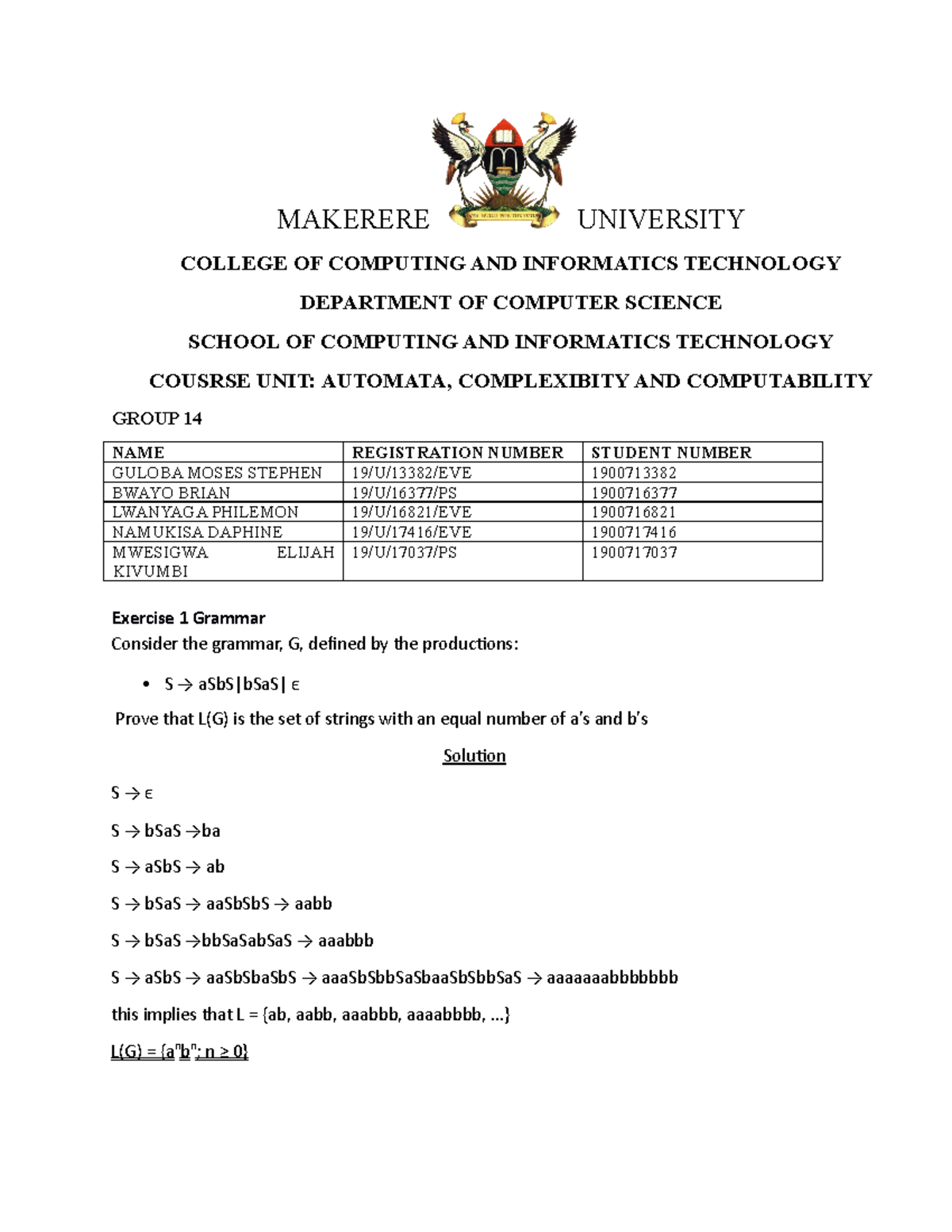 Coursework - assignment requiring intense research - Automata, Complexity and Computability ...