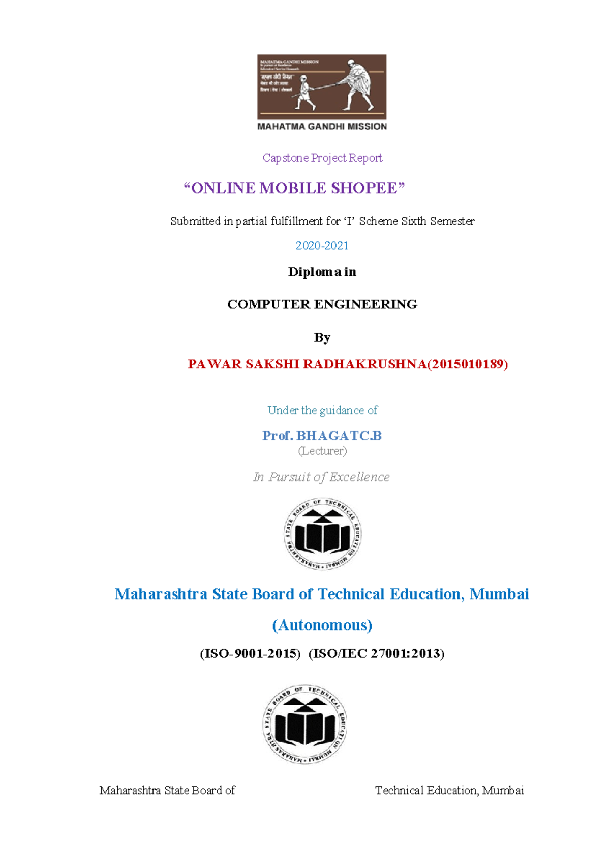 Cpp report - Capstone Project Report “ONLINE MOBILE SHOPEE” Submitted in partial fulfillment for ...