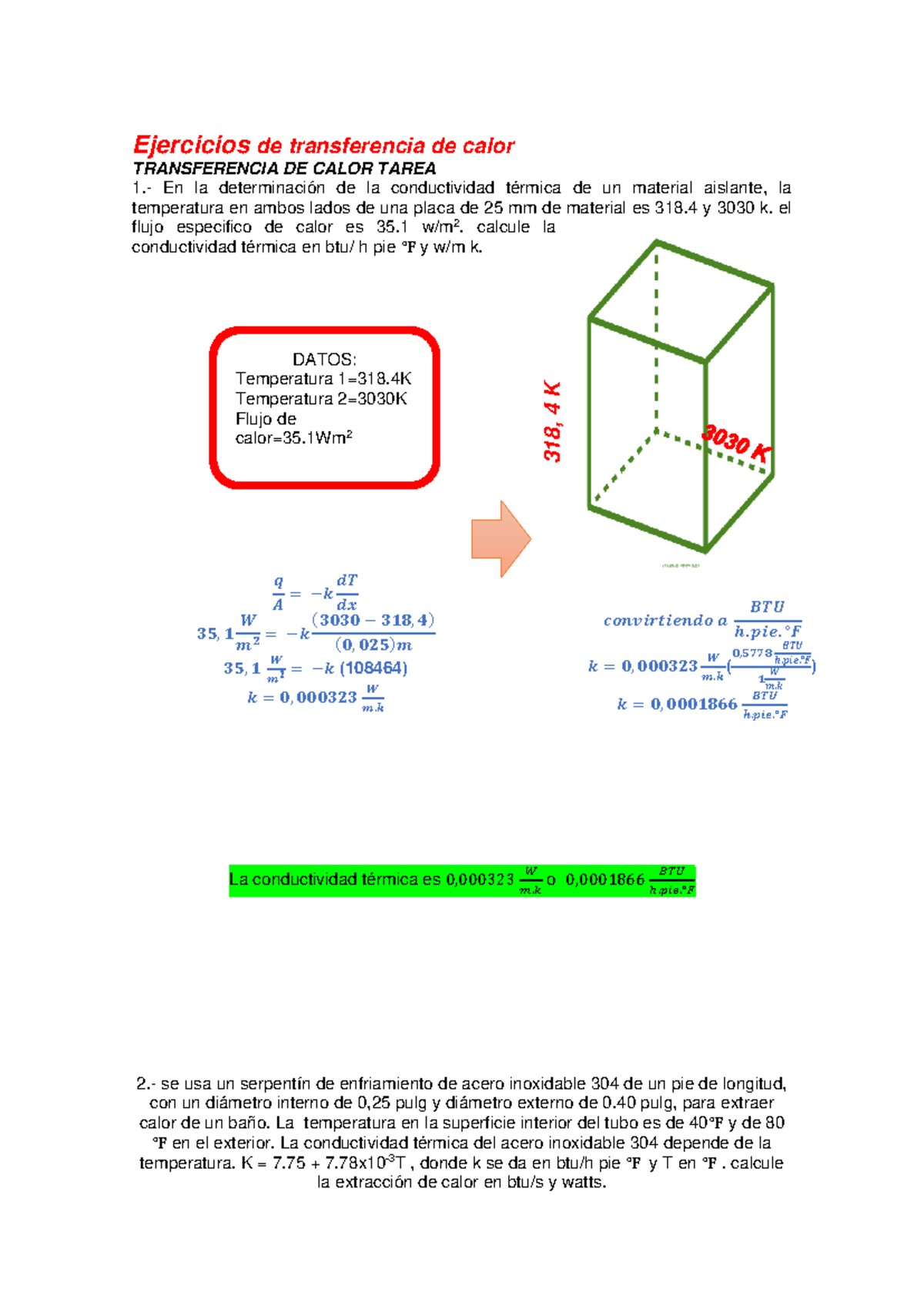 Ejercicios de transferencia de calor - Ejercicios de transferencia de calor TRANSFERENCIA DE ...