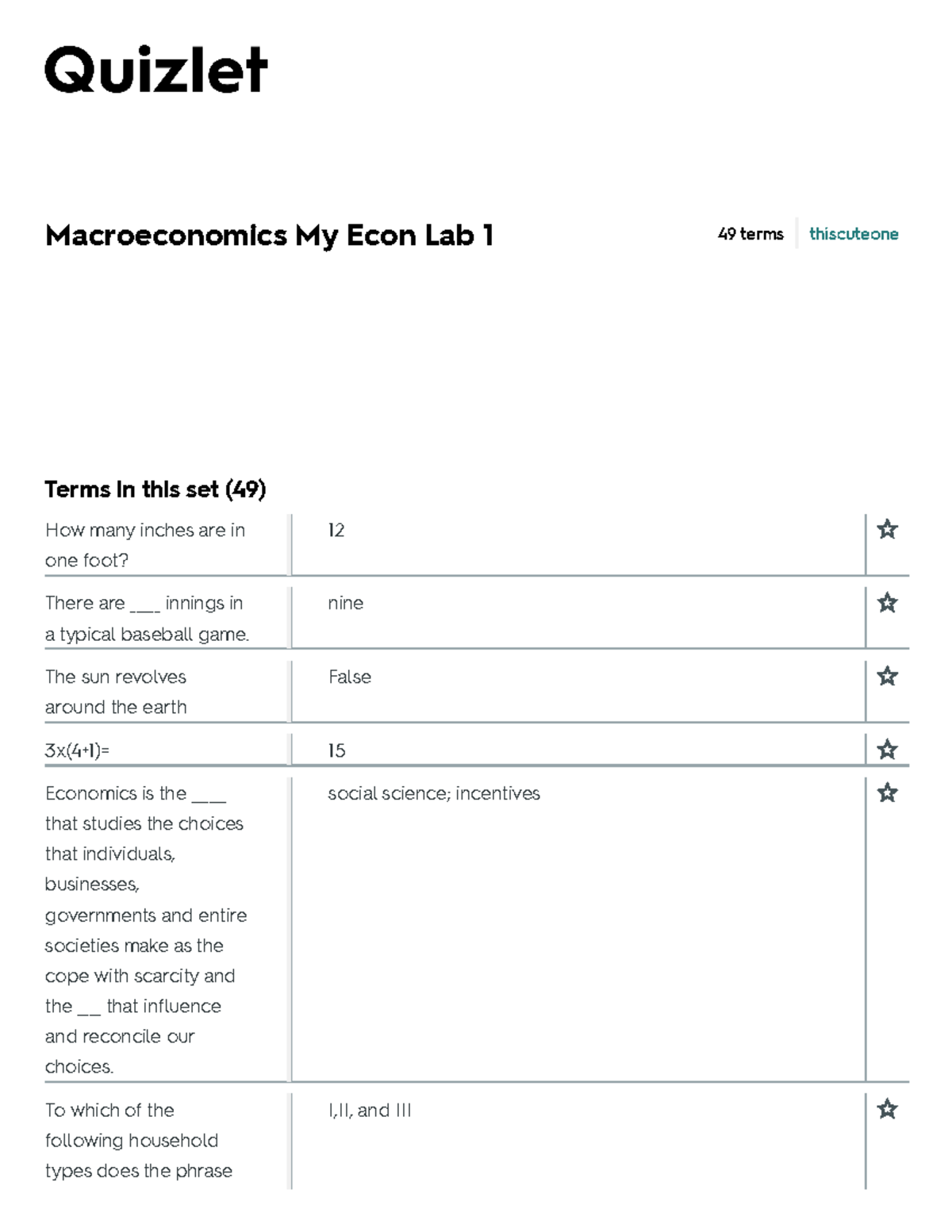 Macroeconomics My Econ Lab 1 Flashcards Quizlet - Macroeconomics My ...