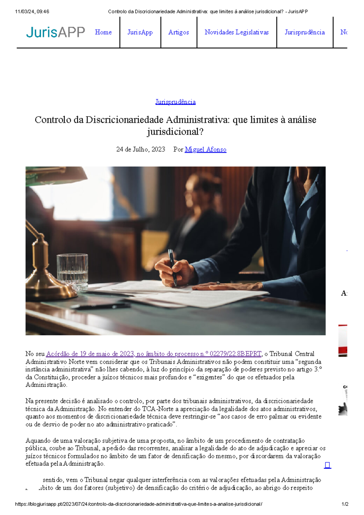 Controlo da Discricionariedade Administrativa que limites à análise ...