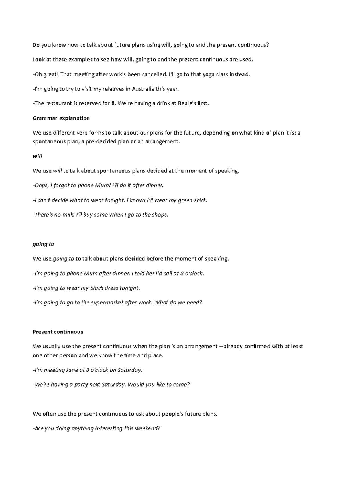 Verbs B2 - Do you know how to talk about future plans using will, going ...