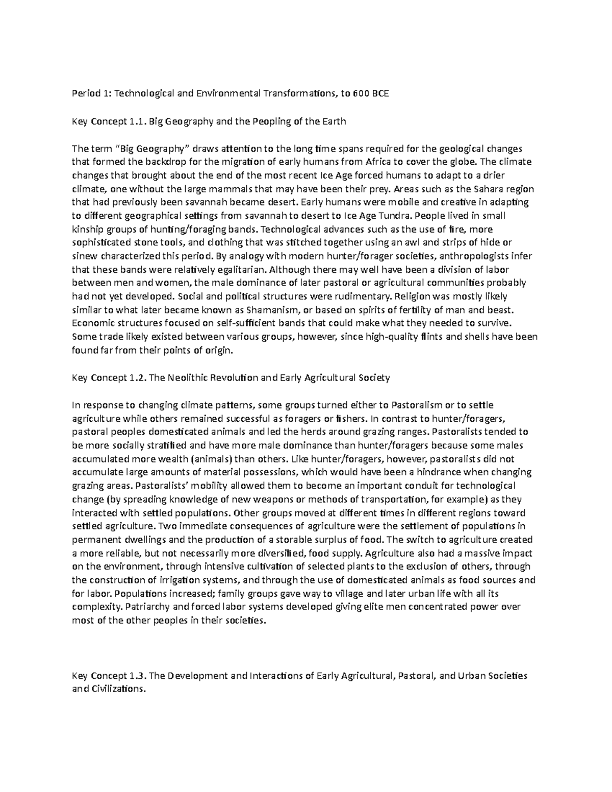 APWH Period 1 Notes/Outline - Period 1: Technological and Environmental ...